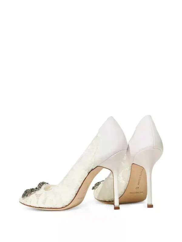 Manolo Blahnik Hangisi Lace Pumps - White