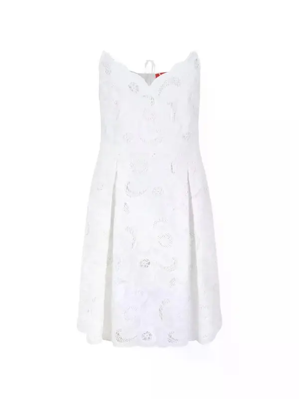 MERCI Scallop-edge Floral-lace Mini Dress - White