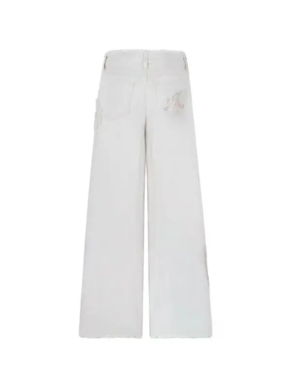 HUI MILANO Sequin-embellished Wide-leg Jeans