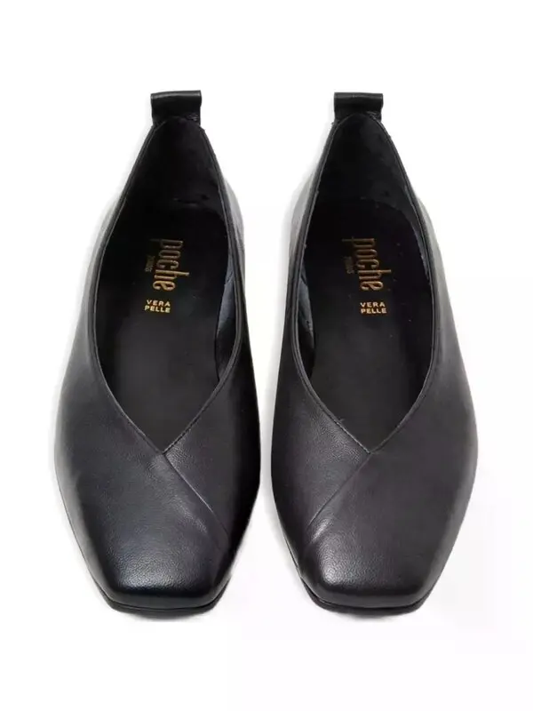 POCHE PARIS Square-toe Ballet Flats - Black