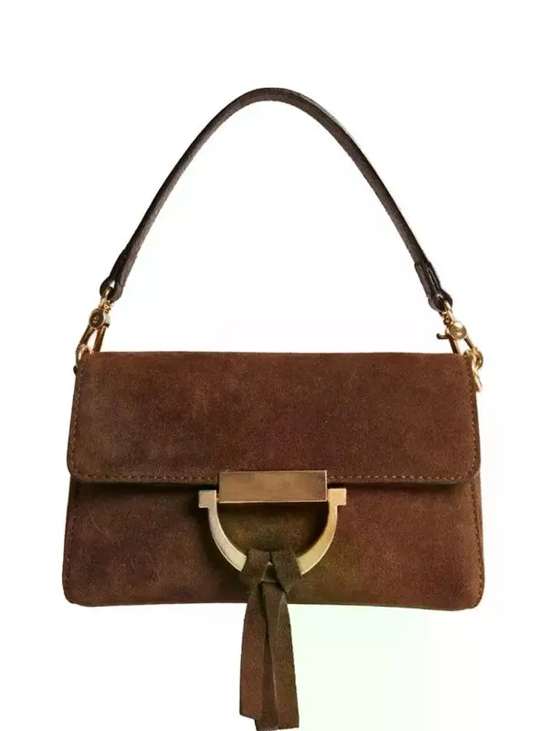 POCHE PARIS Suede Tassel-detail Shoulder Bag - Brown