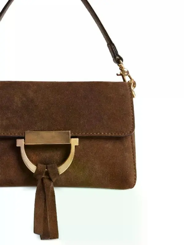 POCHE PARIS Suede Tassel-detail Shoulder Bag - Brown