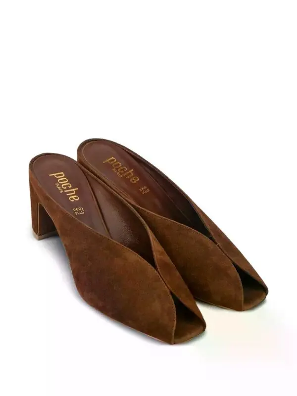 POCHE PARIS Suede Peep-toe Sandals