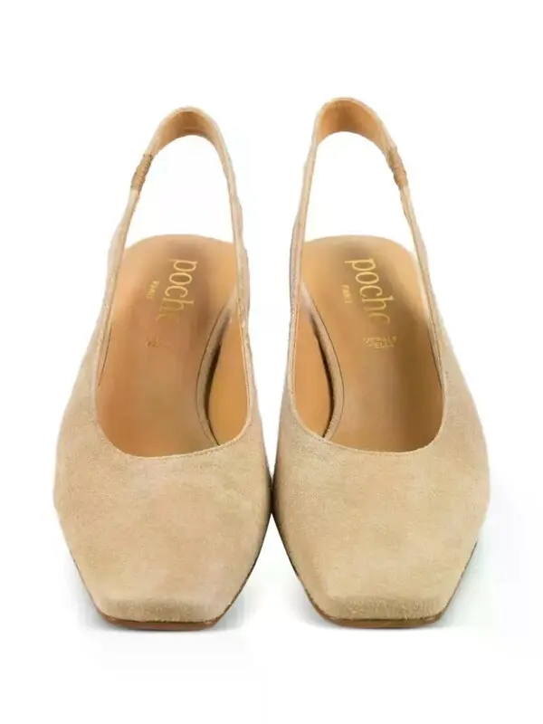 POCHE PARIS Square-toe Slingback Pumps - Neutrals