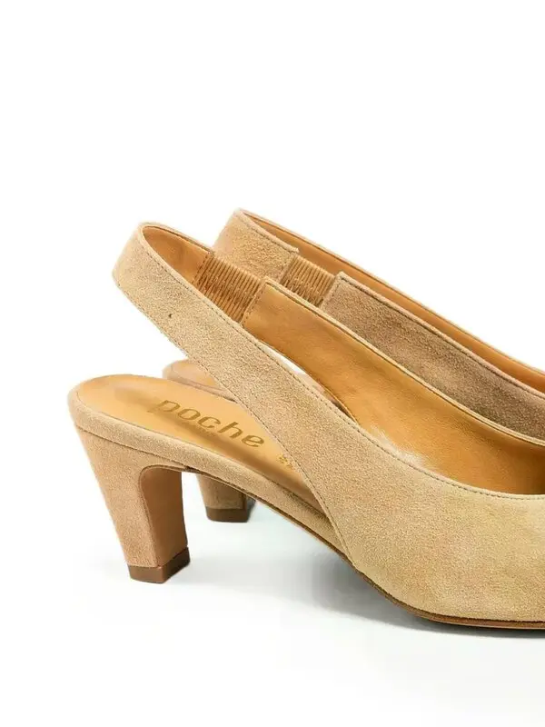 POCHE PARIS Square-toe Slingback Pumps - Neutrals