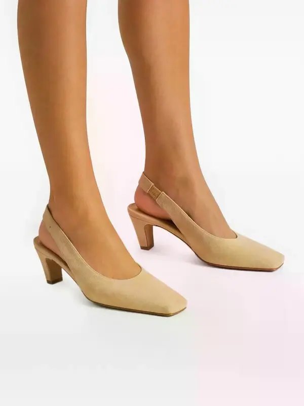 POCHE PARIS Square-toe Slingback Pumps - Neutrals