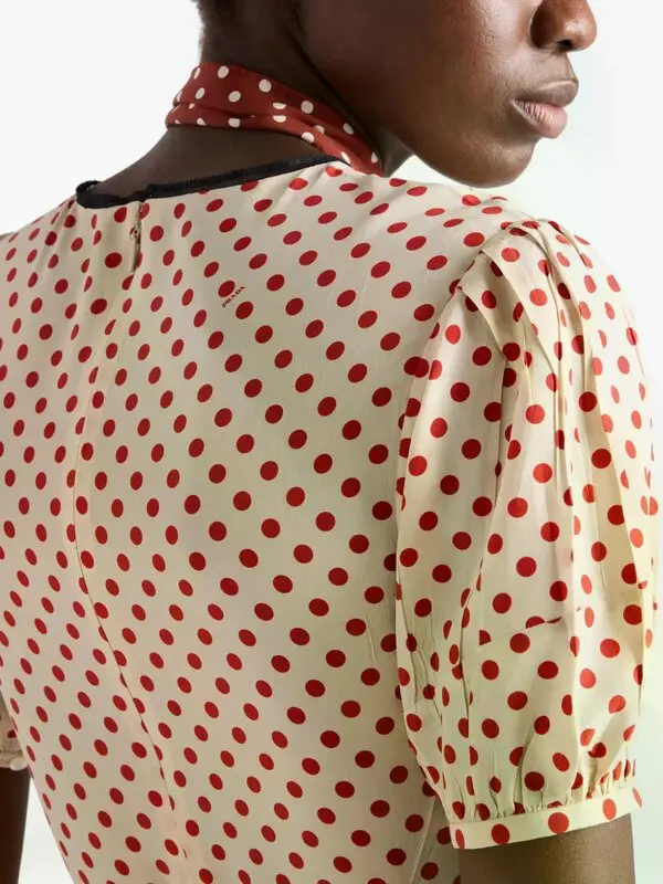 Prada Polka-dot Marocain Dress - Neutrals