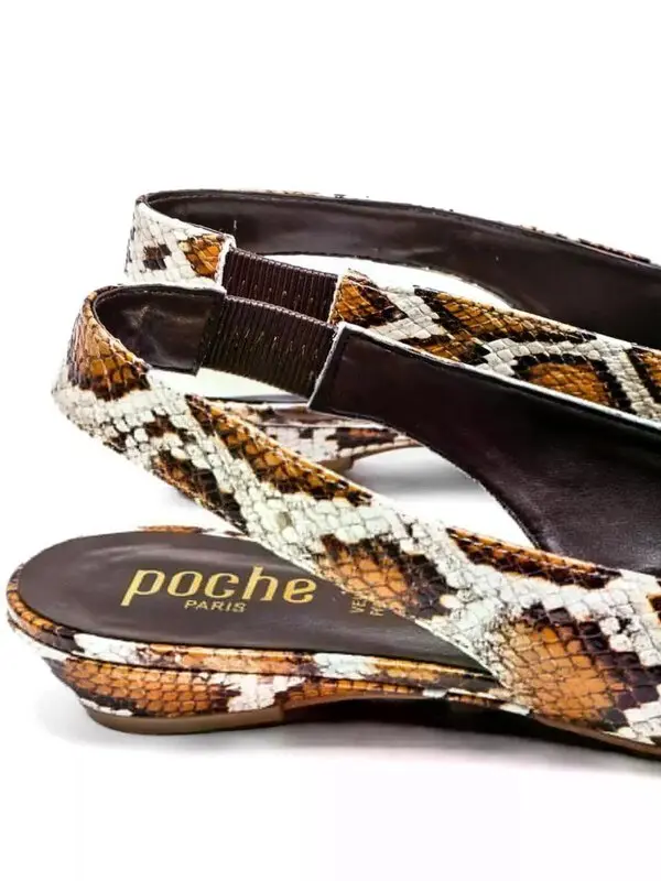 POCHE PARIS Snakeskin-effect Slingback Pumps