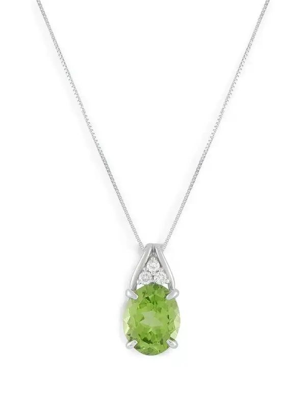 LB EXCLUSIVE 18k White Gold Peridot And Diamond Necklace - Silver