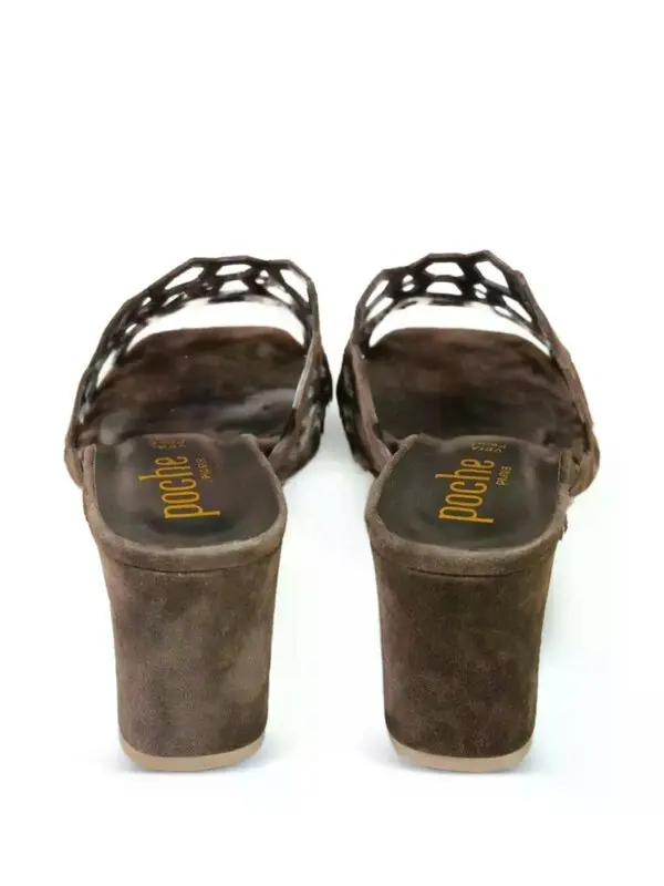 POCHE PARIS Cut-out Block-heel Sandals - Brown