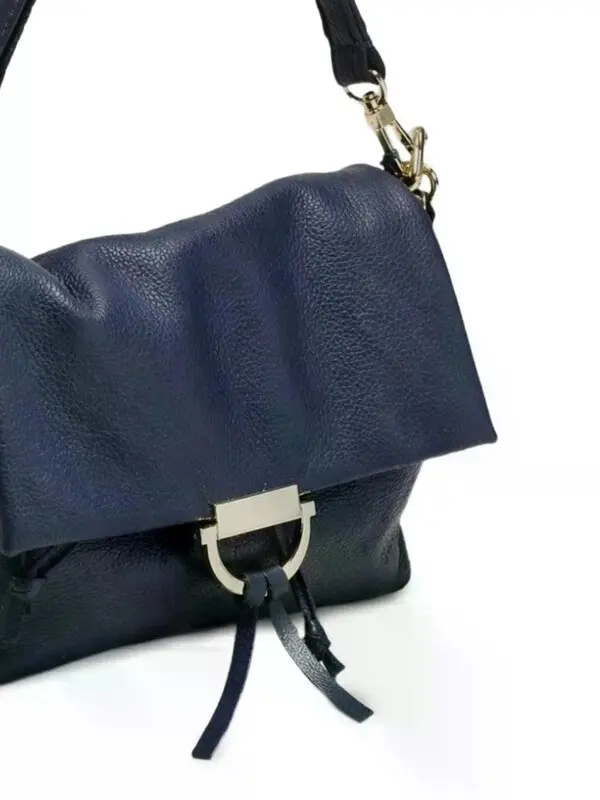 POCHE PARIS Pebbled-leather Foldover Tote - Blue