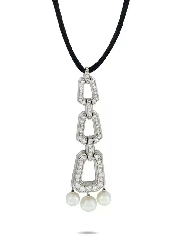 Cartier Chandra Diamond And Pearl Necklace And Earring Set