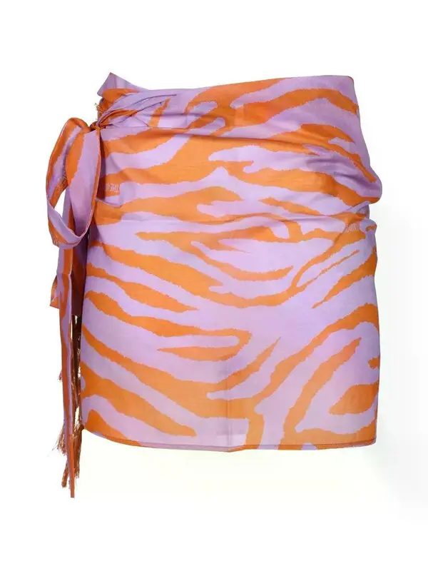 Attico Animal-print Fringe Trim Skirt - Purple