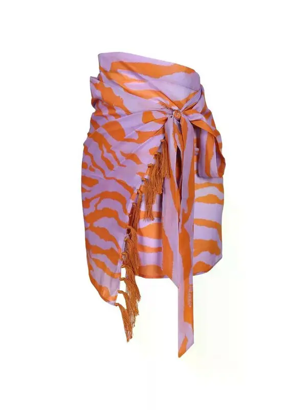 Attico Animal-print Fringe Trim Skirt - Purple
