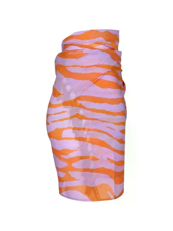 Attico Animal-print Fringe Trim Skirt - Purple