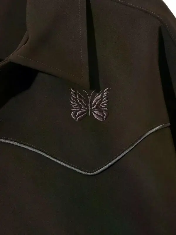 Needles Butterfly-embroidered Piped Jacket - Brown