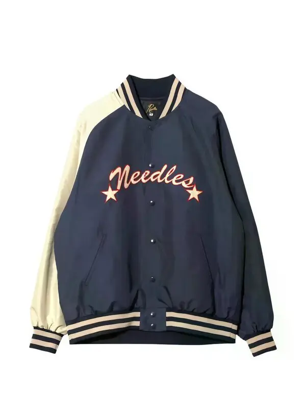 Needles Logo-embroidered Contrast-sleeve Bomber Jacket