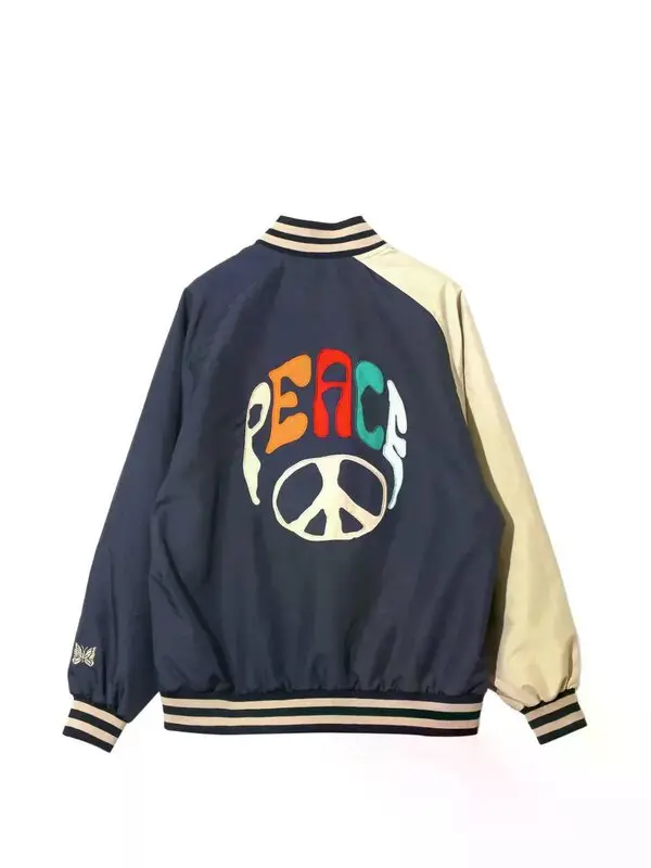 Needles Logo-embroidered Contrast-sleeve Bomber Jacket