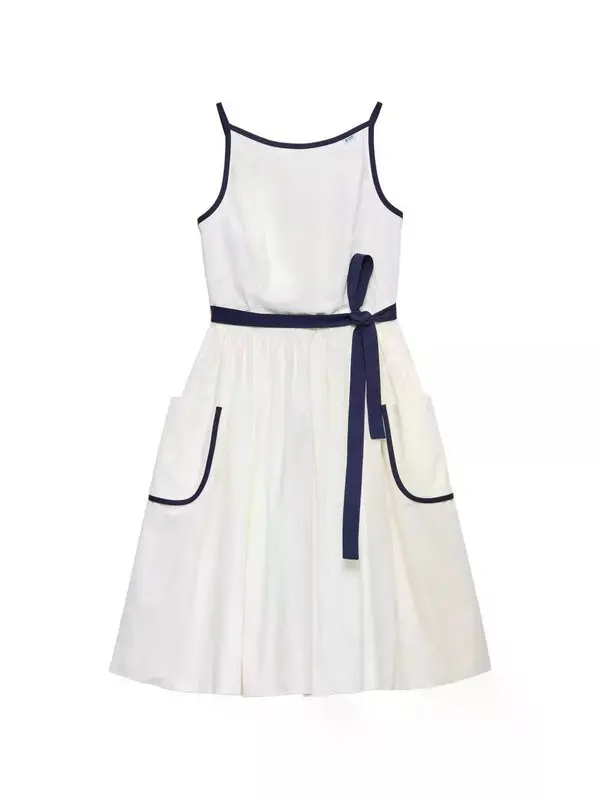 Prada Slubbed Toile Fit And Flare Dress - White