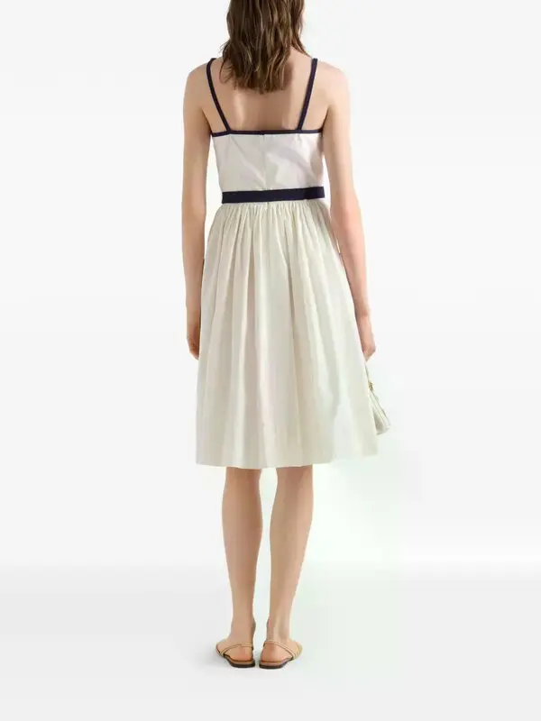 Prada Slubbed Toile Fit And Flare Dress