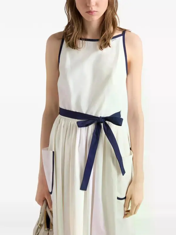 Prada Slubbed Toile Fit And Flare Dress
