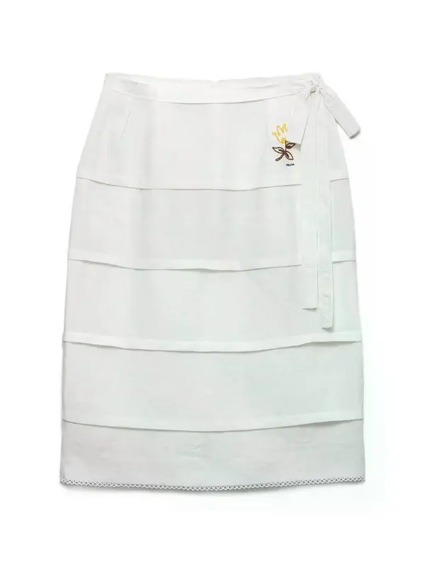 Prada Embroidered Linen Skirt