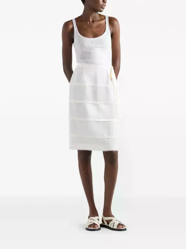 Prada Embroidered Linen Skirt