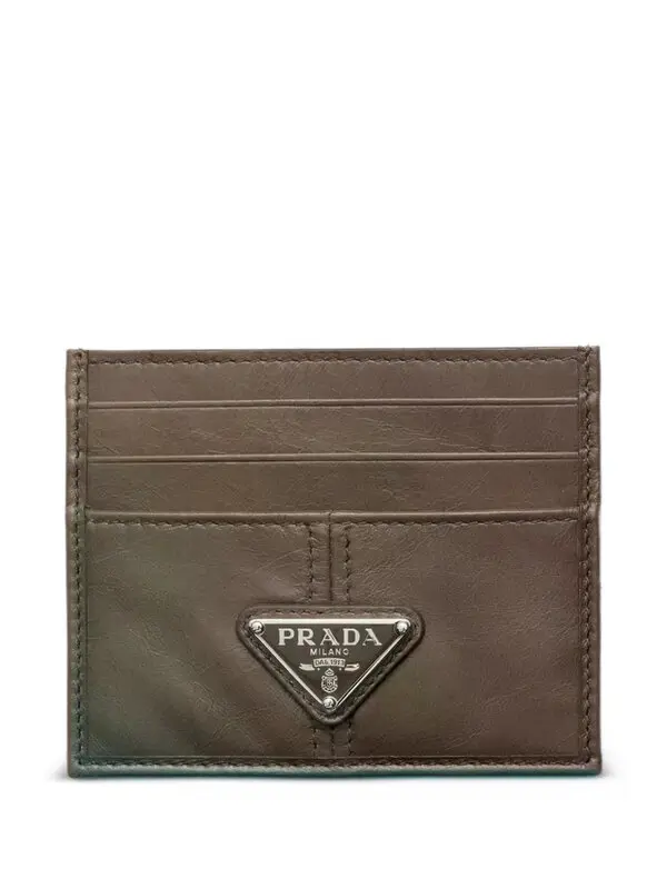 Prada Leather Card Holder - Grey