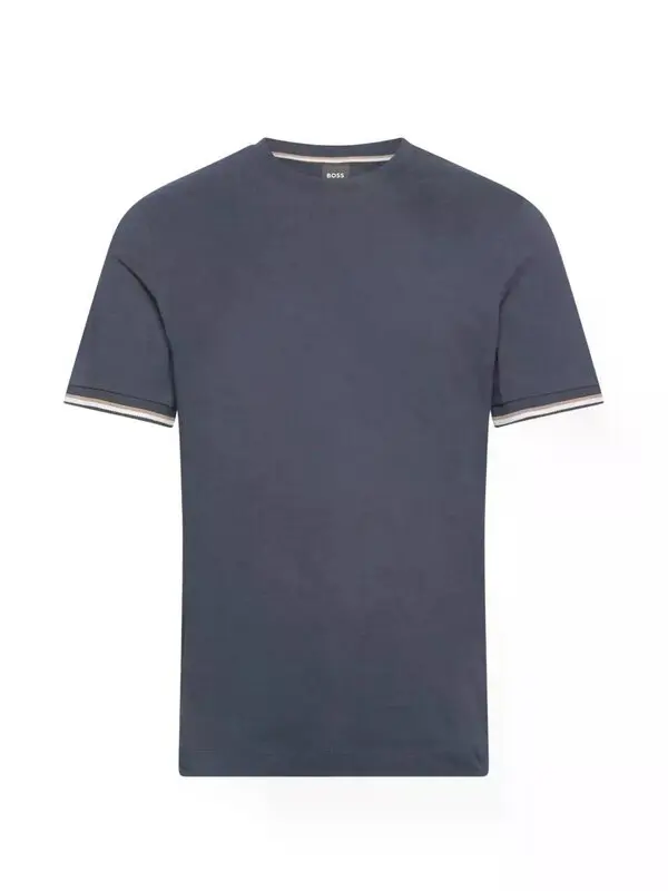 BOSS Cotton-jersey T-shirt With Signature-stripe Cuffs