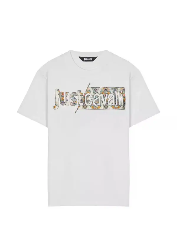 Just Cavalli Floral-logo T-shirt - White