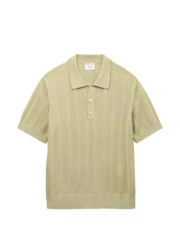 CHE Ribbed-knit Short-sleeve Polo Shirt