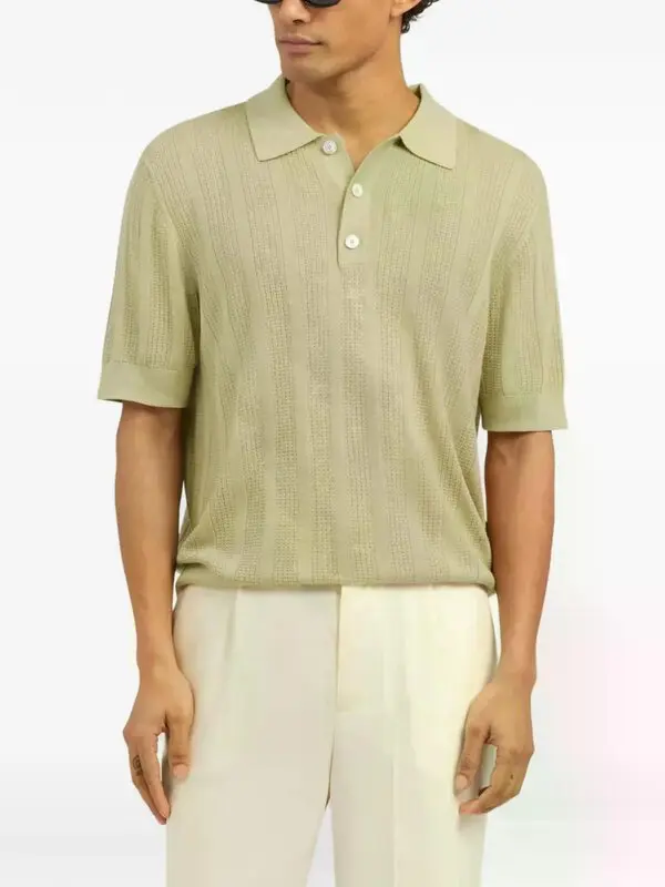 CHE Ribbed-knit Short-sleeve Polo Shirt