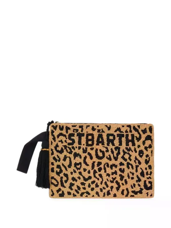 MC2 SAINT BARTH Beaded Leopard-print Clutch