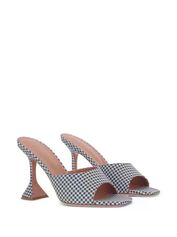 Amina Muaddi Lupita Gingham Sandals - Blue