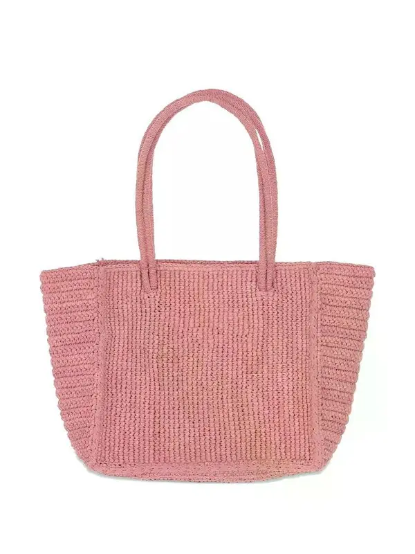MC2 SAINT BARTH Logo-embroidered Raffia Shoulder Bag - Pink