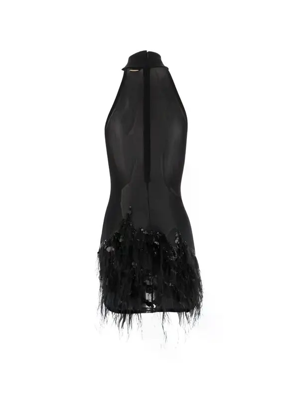 Just Cavalli Feather-trimmed Sequin-embellished Mini Dress