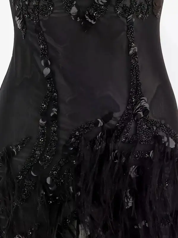 Just Cavalli Feather-trimmed Sequin-embellished Mini Dress