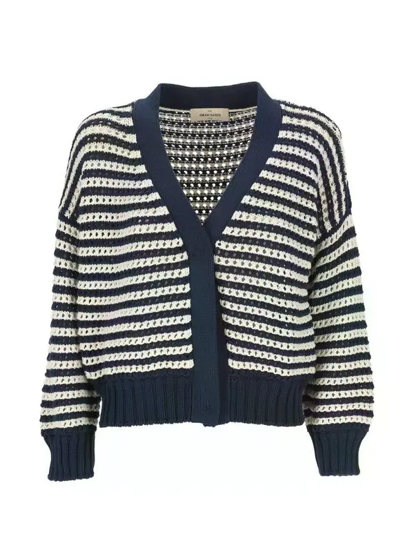 GRAN SASSO Striped Open-knit Cardigan