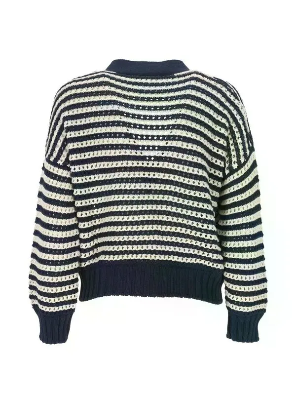 GRAN SASSO Striped Open-knit Cardigan