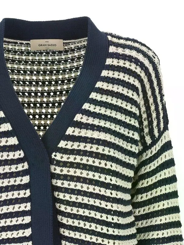 GRAN SASSO Striped Open-knit Cardigan