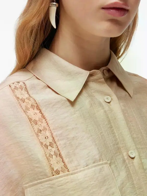 BLUGIRL Wrap-style Top With Lace Trim