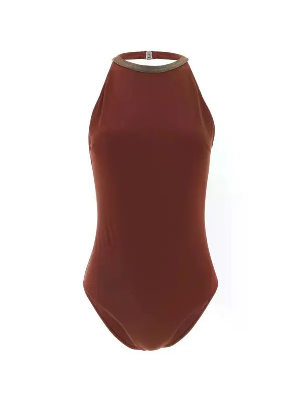Brunello Cucinelli Halterneck Swimsuit - Brown