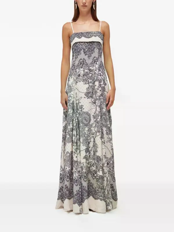 BLUGIRL Lace-print Spaghetti-strap Gown