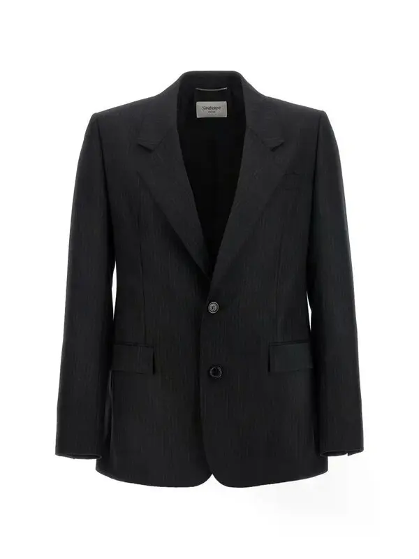 Saint Laurent Pinstripe Wool Blazer - Grey