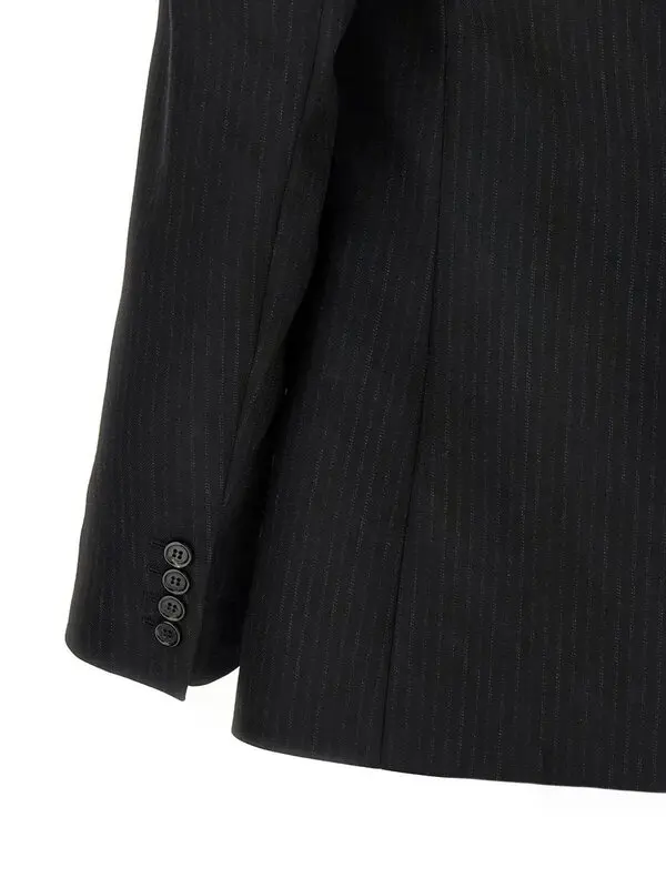 Saint Laurent Pinstripe Wool Blazer - Grey