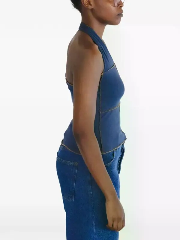 BASERANGE Cinder Ribbed Halter Top - Blue