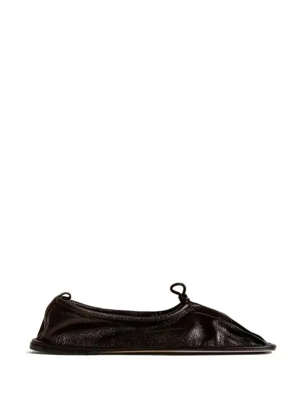 Hereu Puntera Pleated Ballet Flats - Brown