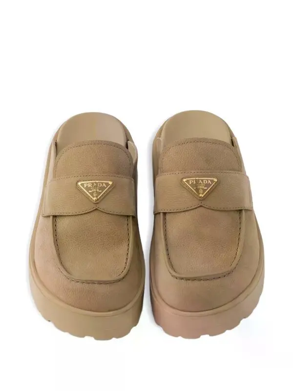 Prada Nubuck Flatform Mules - Neutrals