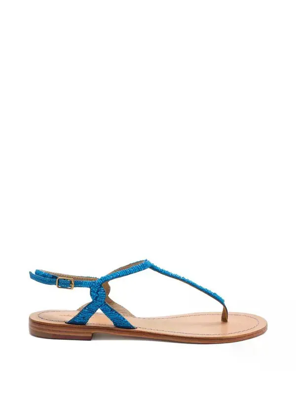 Malìparmi Bead-embroidered Leather Sandals - Blue