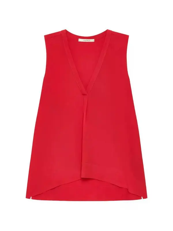 Malìparmi Pleated V-neck Top - Red